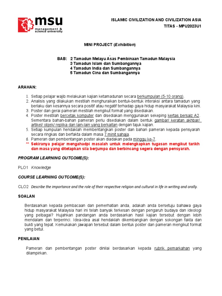 Arahan Tugasan 2 (Mini Project) | PDF