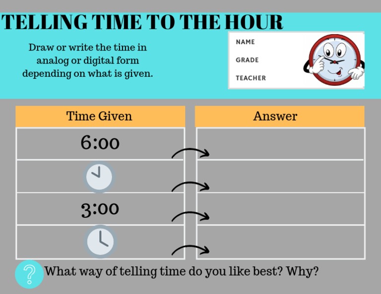Telling Time: Analog vs Digital | PDF