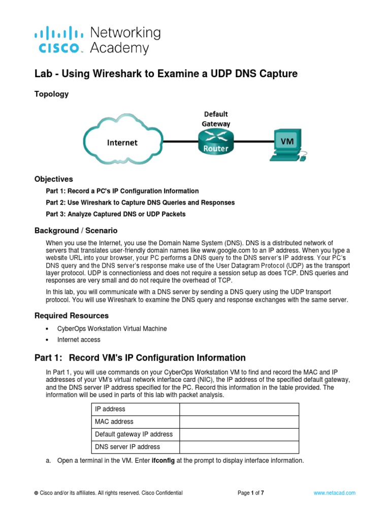 Wireshark UDP DNS Capture Lab Guide | PDF | Domain Name System | Port (Computer Networking)