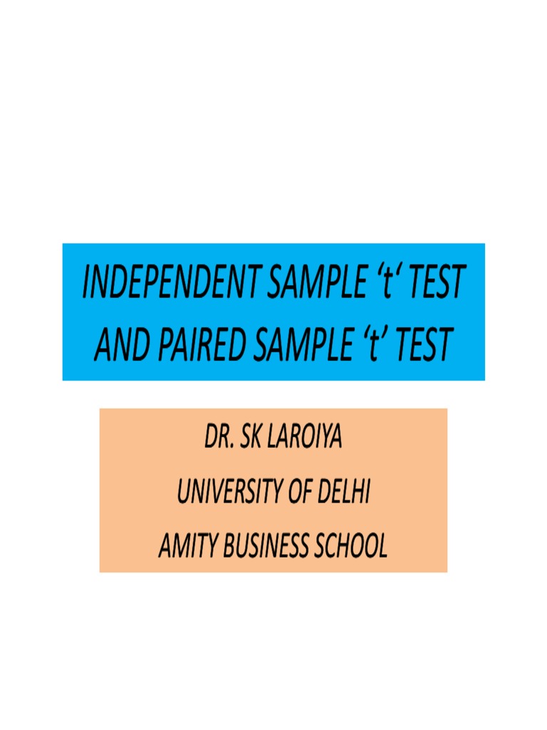 MR - ' T ' Test-Independent Sample and Paired Sample | PDF | P Value ...