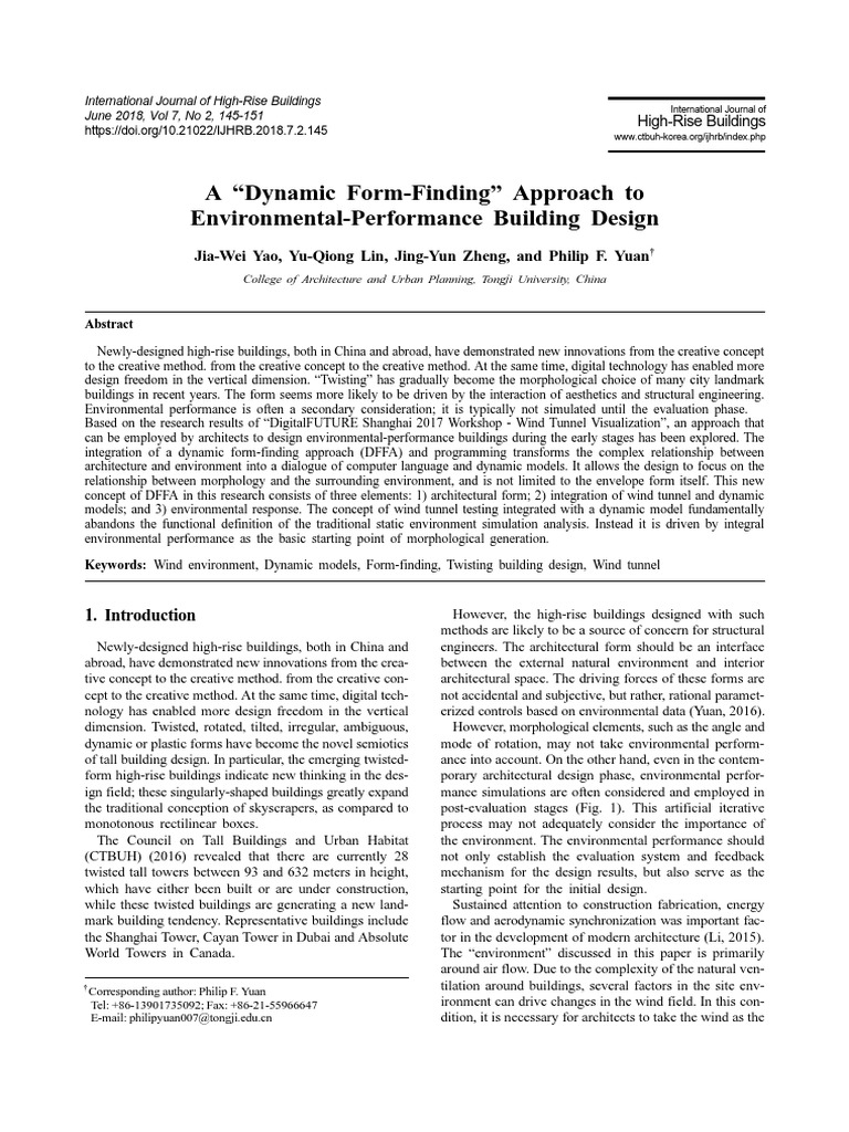 A Dynamic Form-Finding Approach to Environmental-Performance Building ...