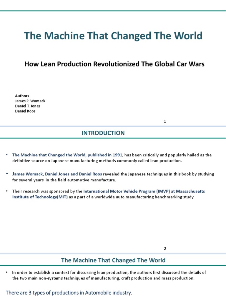 The Machine That Changed The World: How Lean Production Revolutionized ...