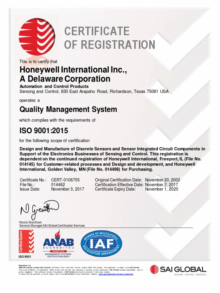 2017 ISO Certificate | PDF