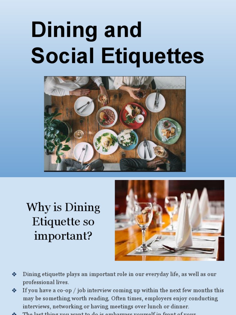 Social Dining Ettiquette | PDF | Etiquette | Foods