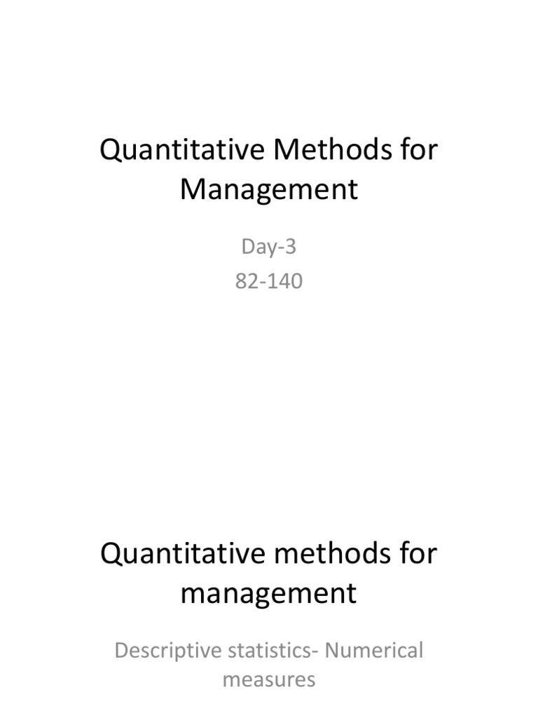 Quantitative Methods For Management | PDF | Skewness | Correlation And Dependence