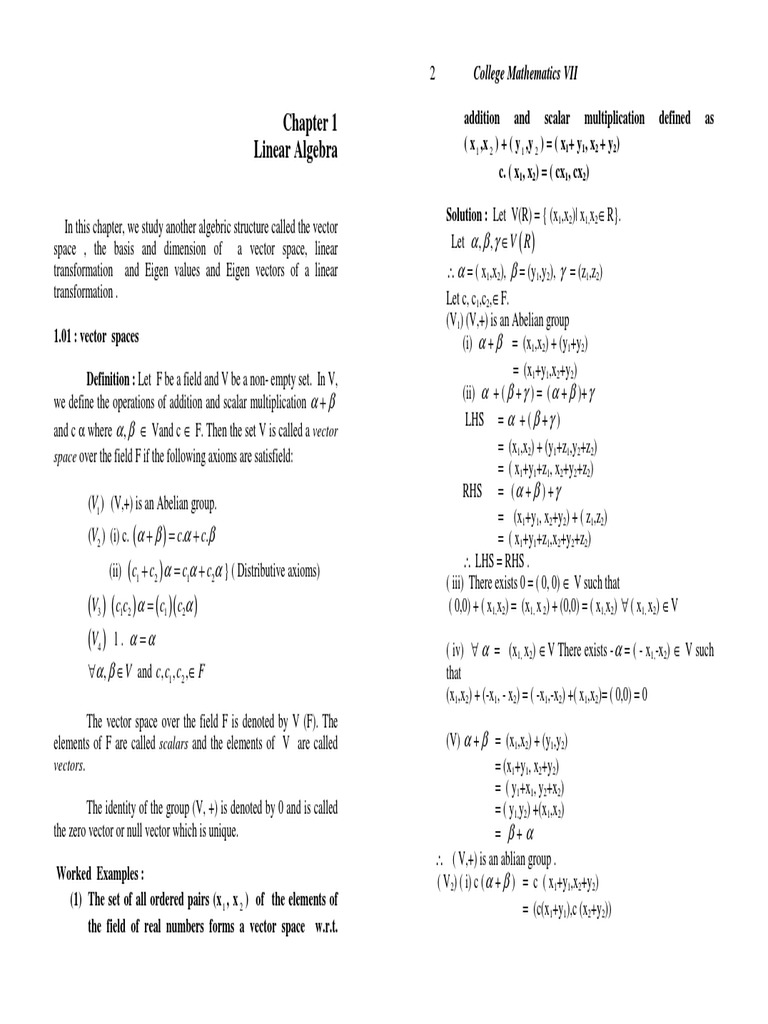 Understanding Vector Spaces in Linear Algebra | PDF | Linear Subspace ...