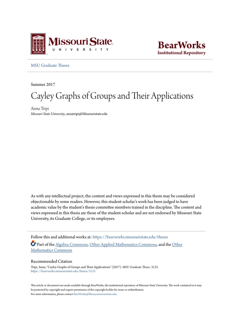Cayley Graphs of Groups and Their Applications | PDF | Group ...