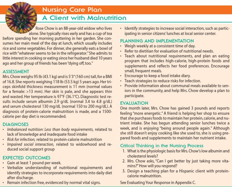 A Client With Malnutrition: Nursing Care Plan | PDF | Anorexia Nervosa ...