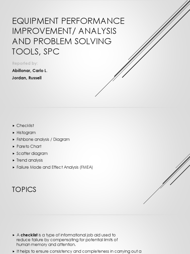 Equipment Performance Improvement/ Analysis and Problem Solving Tools, SPC | PDF | Histogram ...
