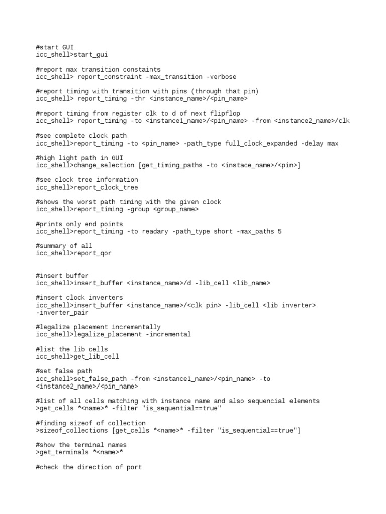 Icc2 Useful Commands | PDF | Electrical Engineering | Electronic ...