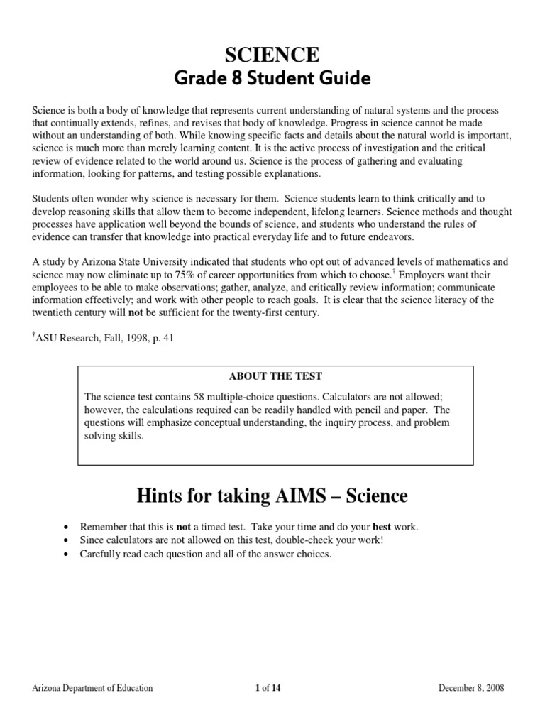 Science Aims Testing Study Guide | PDF | Scientific Method | Science