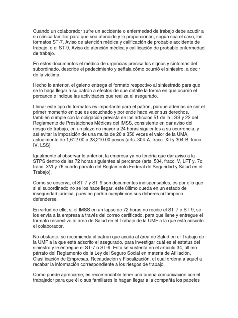 Informacion de Formato st-7 | PDF | Bienestar | Medicina