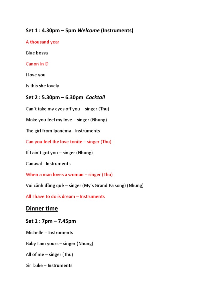 Set 1: 4.30pm - 5pm Welcome (Instruments) : A Thousand Year | PDF