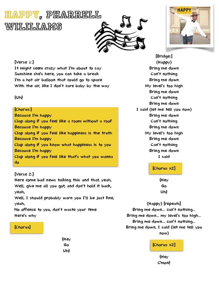 Happy Lyrics by Pharrell Williams | PDF | Songs | Musical Compositions