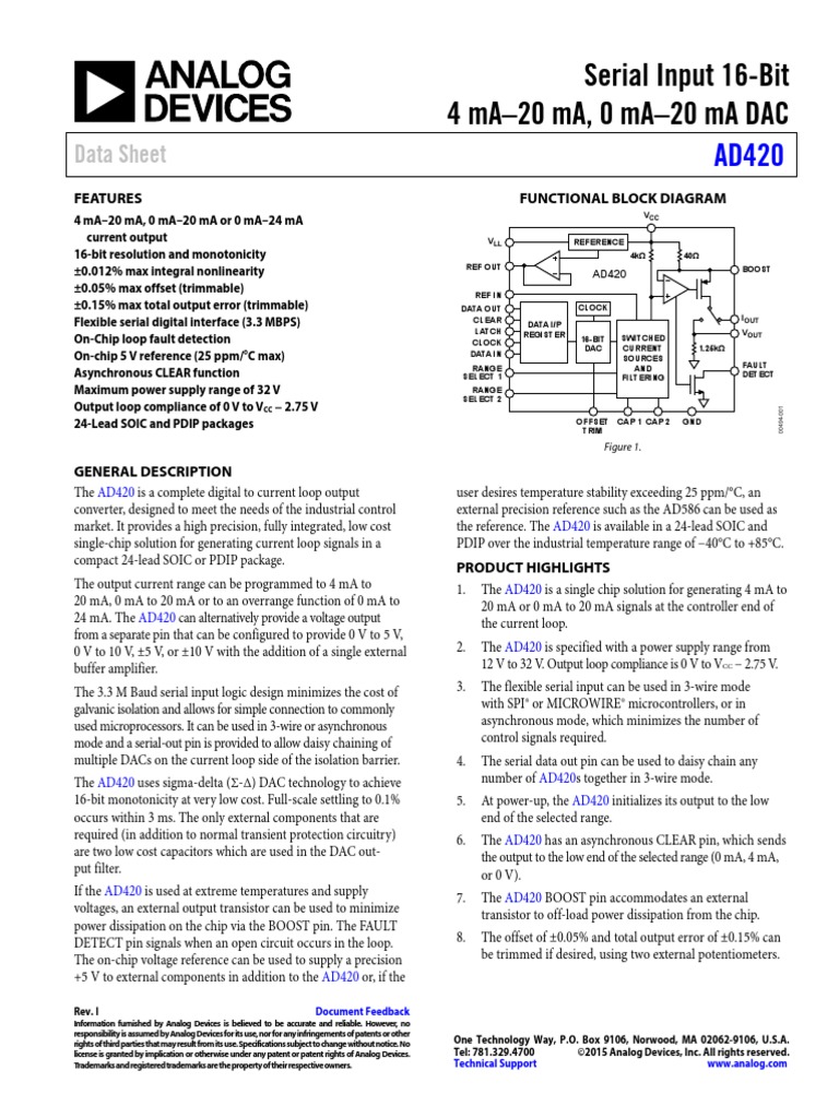 AD420 | PDF | Amplifier | Electronic Circuits