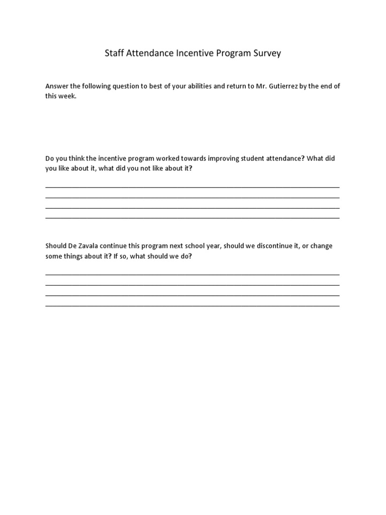Artifact Staff Attendance Incentive Program Survey Final | PDF