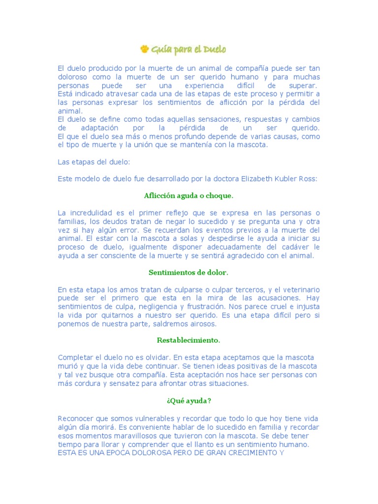 Duelo por la pérdida de una mascota | PDF | Dolor | Mascota