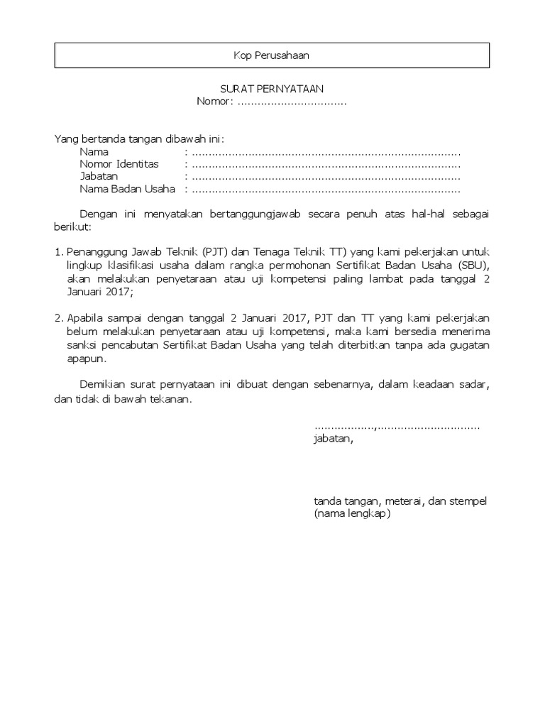 Surat Pernyataan Ska SKT | PDF
