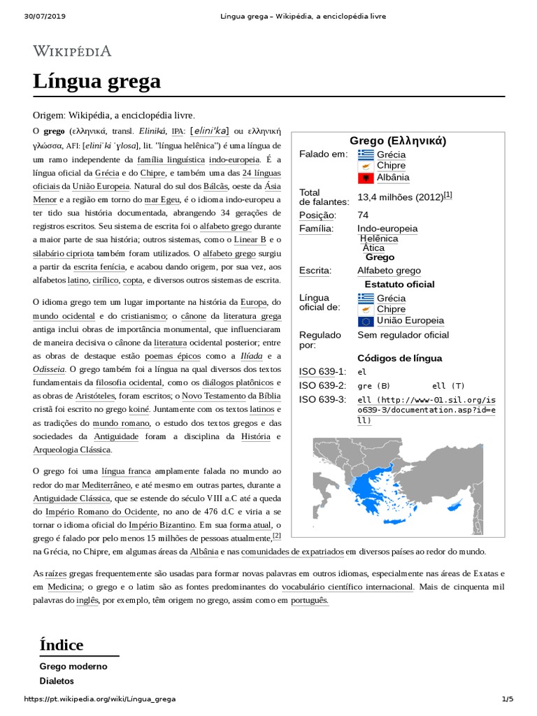 Língua Grega | Download grátis PDF | Grego (idioma) | Alfabeto Grego