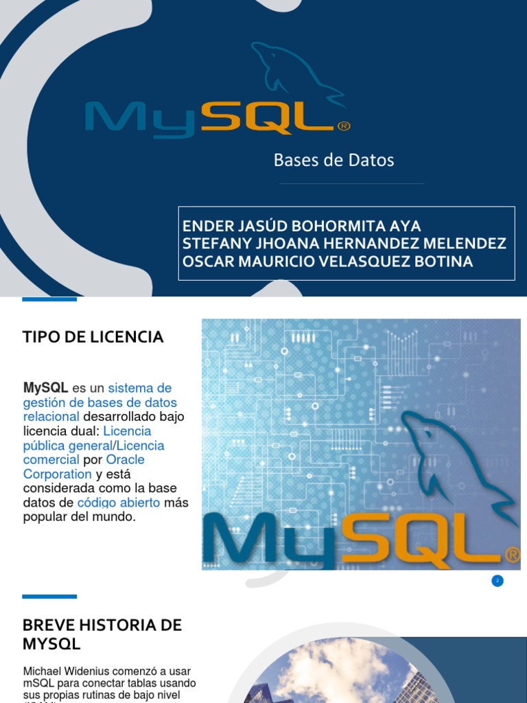 Presentación MySQL | PDF | Mi sql | Arquitectura de Computadores