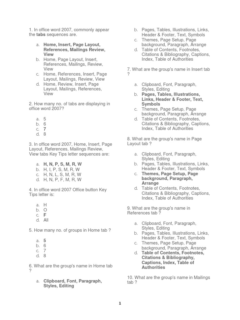 MCQ Word | PDF | Page Layout | Citation