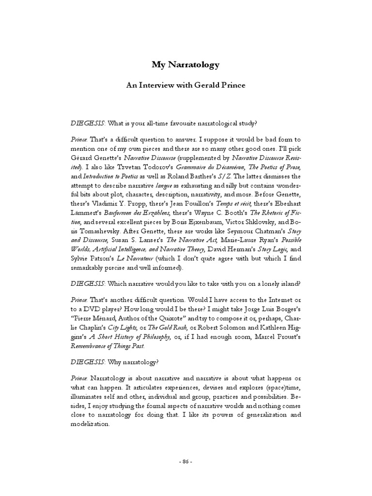 Prince, Gerald (2018) - My Narratology. An Interview With Gerald Prince ...