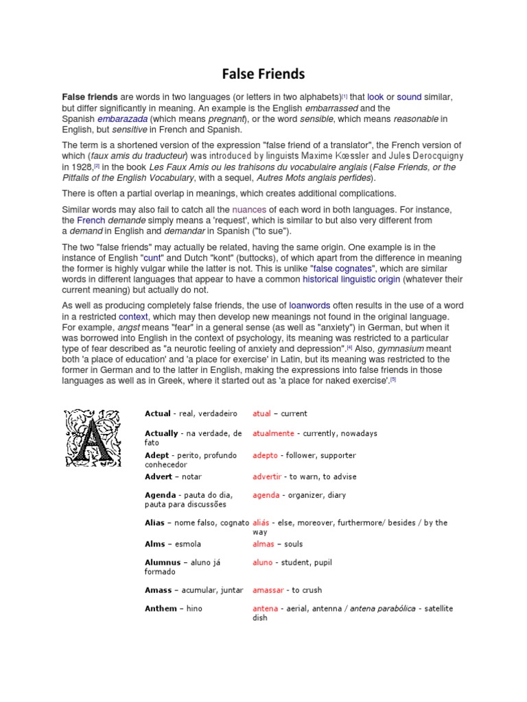 False Friends: Look Sound | PDF | Semiotics | Languages