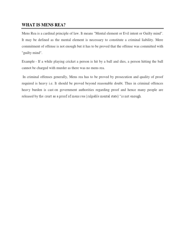 What Is Mens Rea | PDF