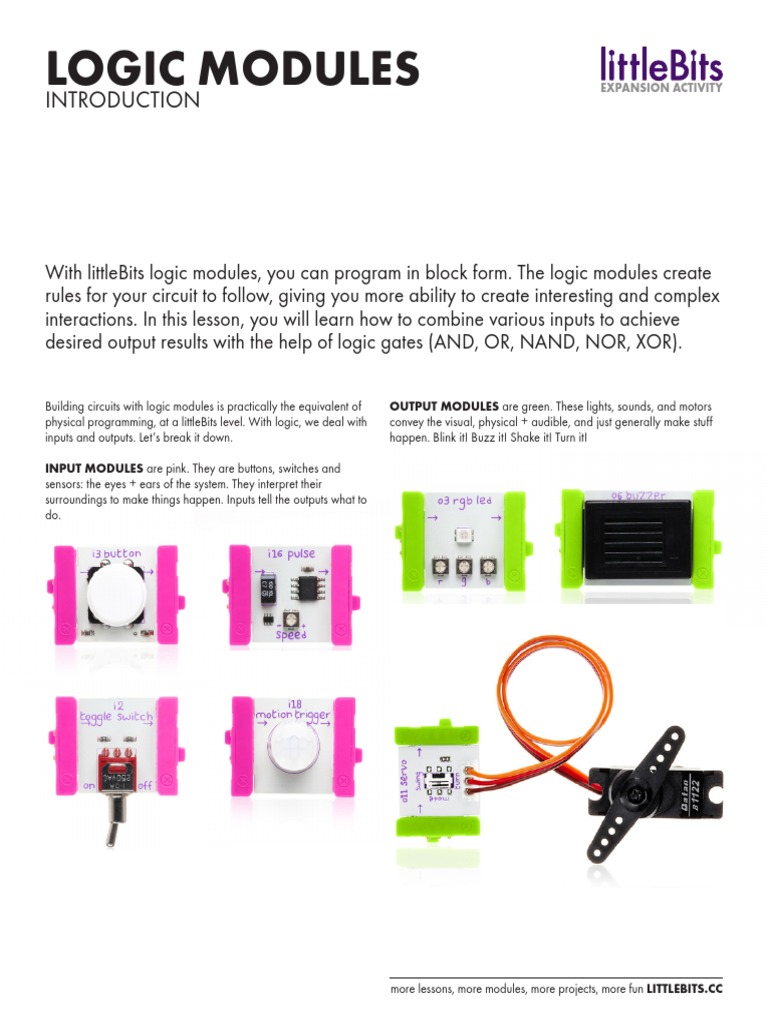 Logic Modules: OUTPUT MODULES Are Green. These Lights, Sounds, and ...