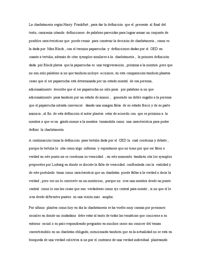 La Charlatanería Según Harry Frankfurt | PDF | Verdad | Ciencia cognitiva