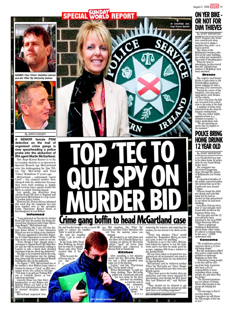 RUC / PSNI / Special Branch / MI5 / Army (State) 'Touts - Informers ...