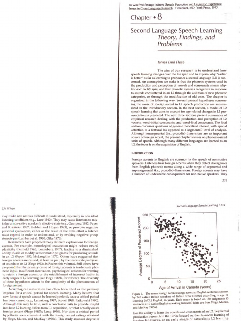 Theory, Findings, and Problems: Chapter - Second Language Speech ...