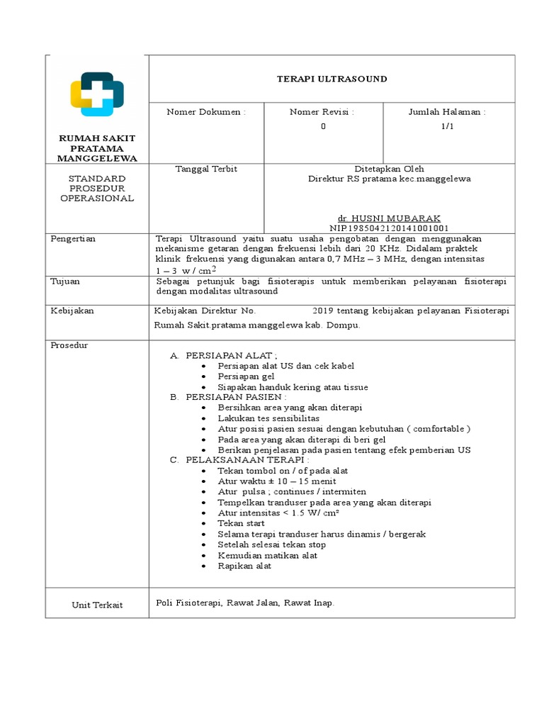 Sop Modalitas Fisioterapi | PDF