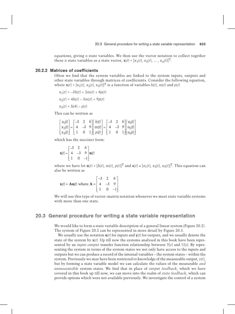State Variable Representation Procedure | PDF | Matrix (Mathematics ...
