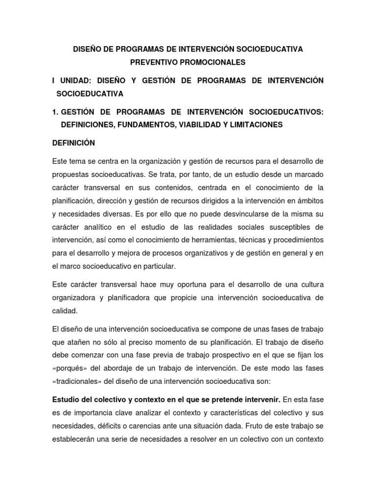 Diseño de Programas de Intervencion | PDF | Diseño | Planificación