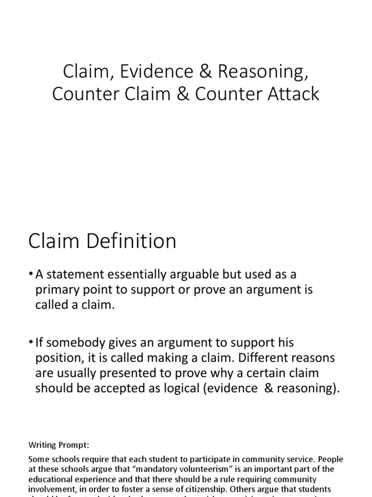 Claim Evidence Reasoing Counter Claim | PDF | Reason | Argument