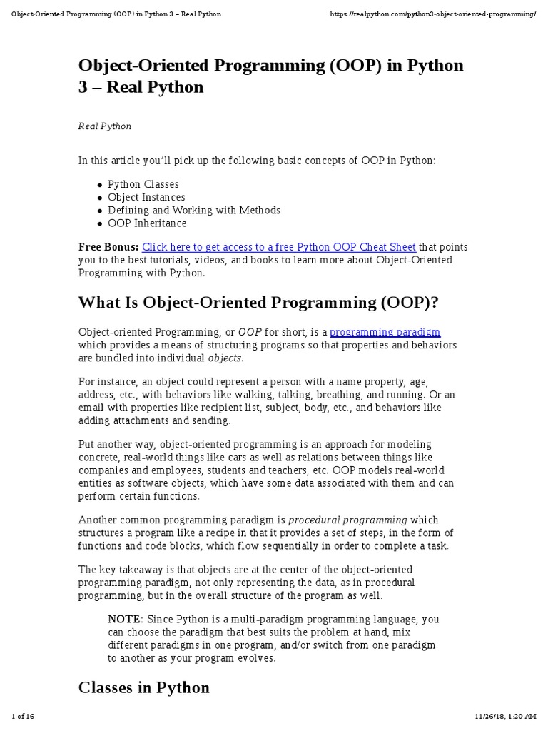 An Introduction To Object Oriented Programming Concepts In Python Classes Objects Methods And 0623