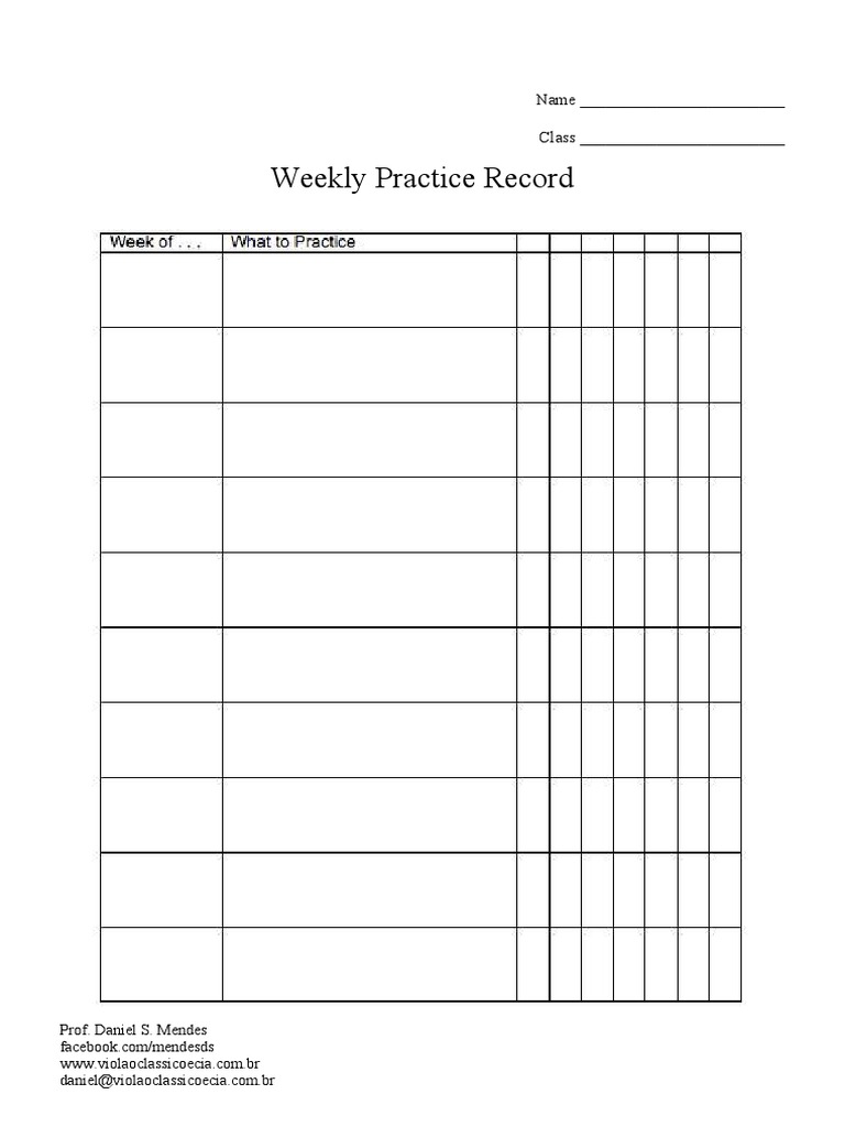Weekly Practice Record Form | PDF | Career & Growth
