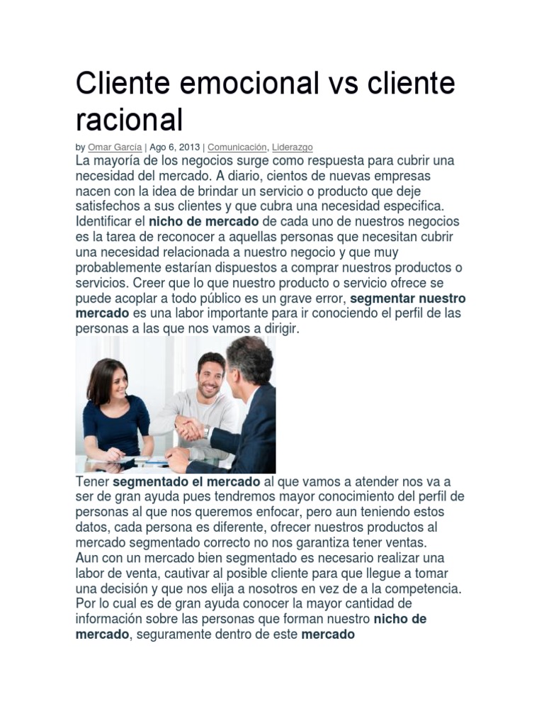Cliente Emocional Vs Cliente Racional | Descargar gratis PDF | Cliente ...