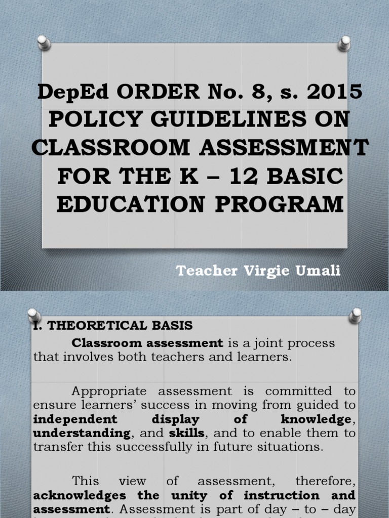 Deped Order No. 8 | PDF | Educational Assessment | Applied Psychology