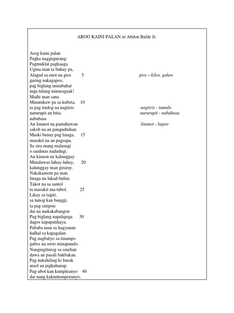 Arog Kaini Palan Ni Abdon Balde JR | PDF
