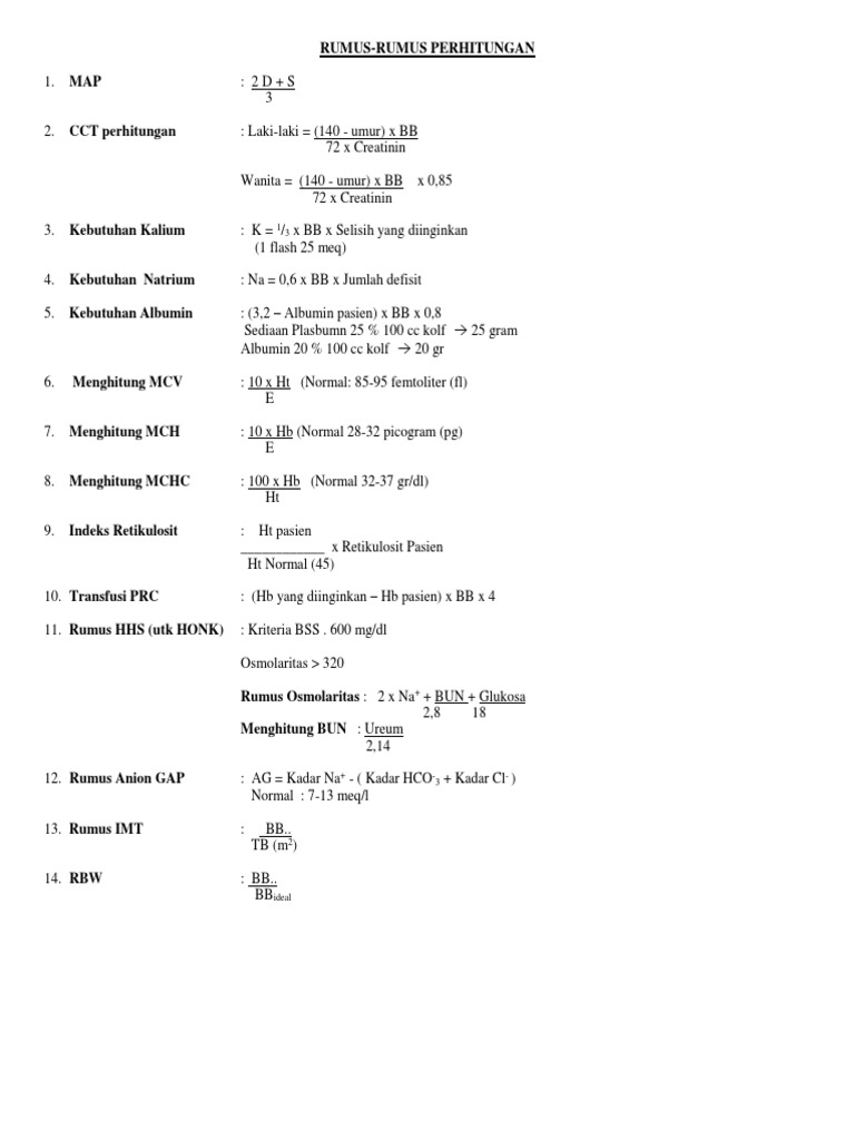 RUMUS Perhitungan | PDF