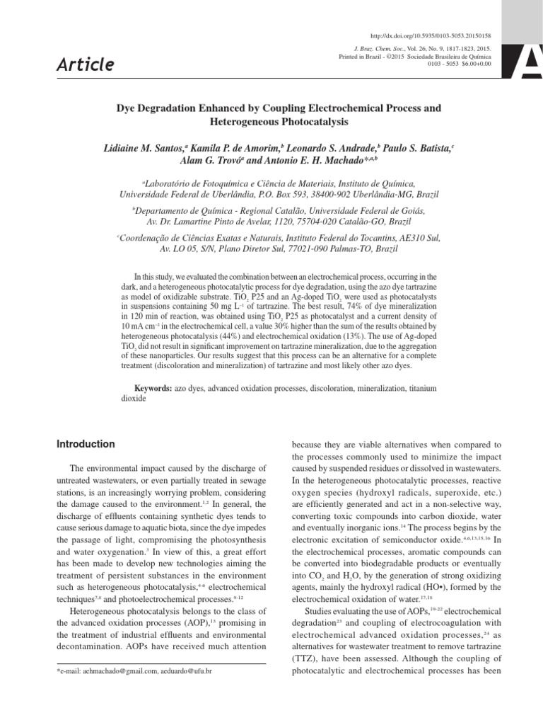 Article: Dye Degradation Enhanced by Coupling Electrochemical Process ...