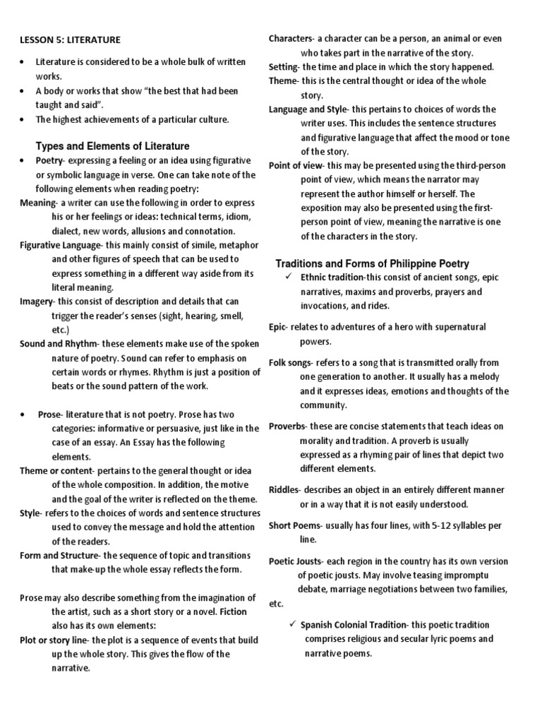 LESSON 5 Handout | PDF | Poetry | Narrative