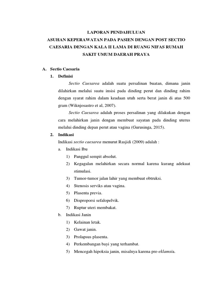 Laporan Pendahuluan Post SC | PDF