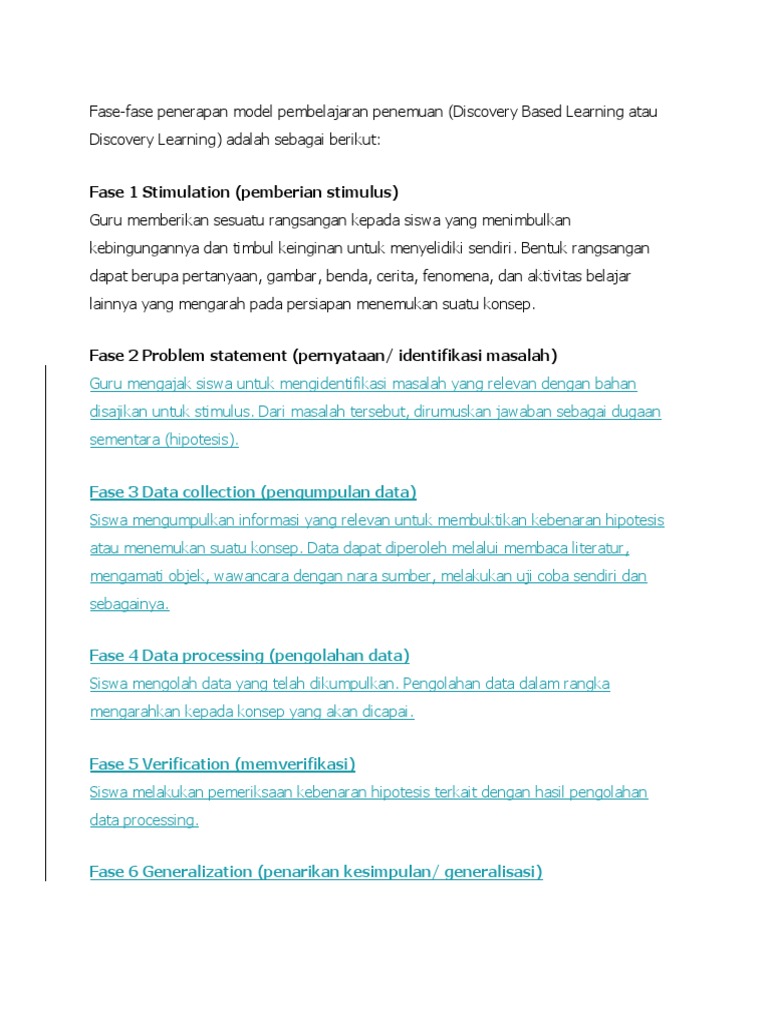 Sintaks Pembelajaran Discovery Learning | PDF