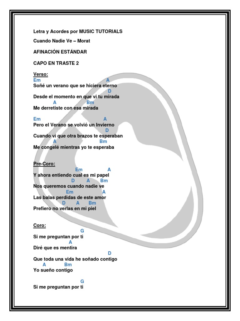 Cuando Nadie Ve Morat Letra y Acordes by MUSICTUTORIALS PDF | PDF ...