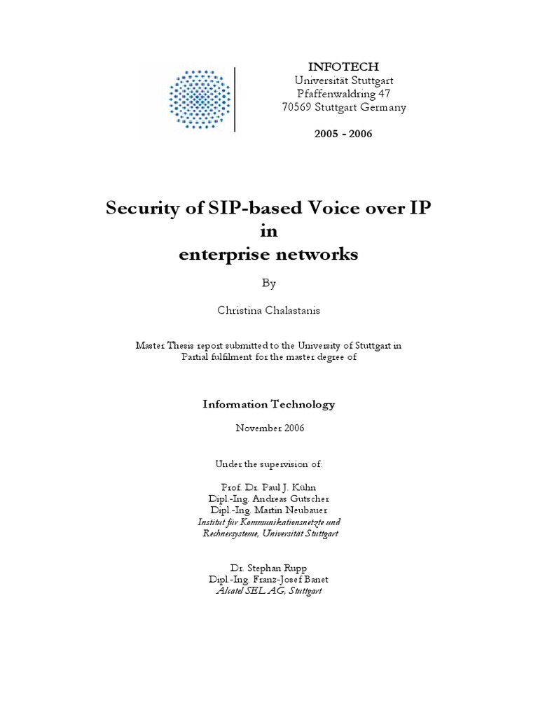 Security of SIP-based Voice Over IP in Enterprise Networks | PDF | Session Initiation Protocol ...