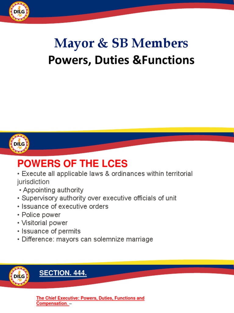 Mayor & SB Members: Powers, Duties &functions | PDF | Prison | Zoning