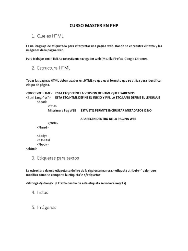 Curso - Master en PHP | PDF